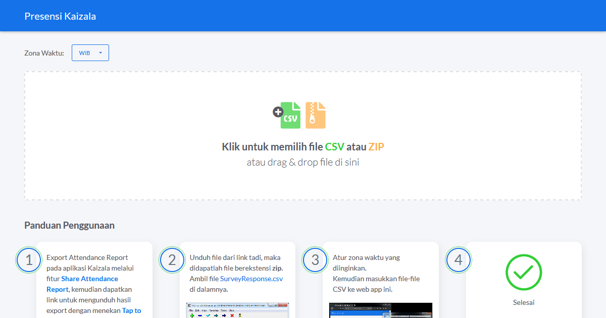 Presensi Kaizala · Konversi hasil ekspor attendance request